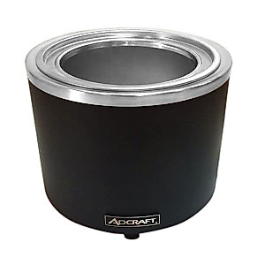 Adcraft FW-1200WR/B Countertop Soup Warmer with Thermostatic Controls, Food Cooker, Black Stainless Steel, 1200-Watts, 120v,7 quarts