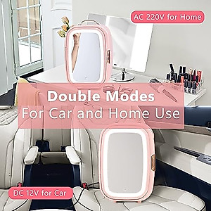 FIRRKEP Pink Skincare Fridge 20L with LED Lighted Mirror Makeup Fridge Cosmetic Beauty Fridge Mini Fridge for Skin Care for Bedroom dorm (Pink)