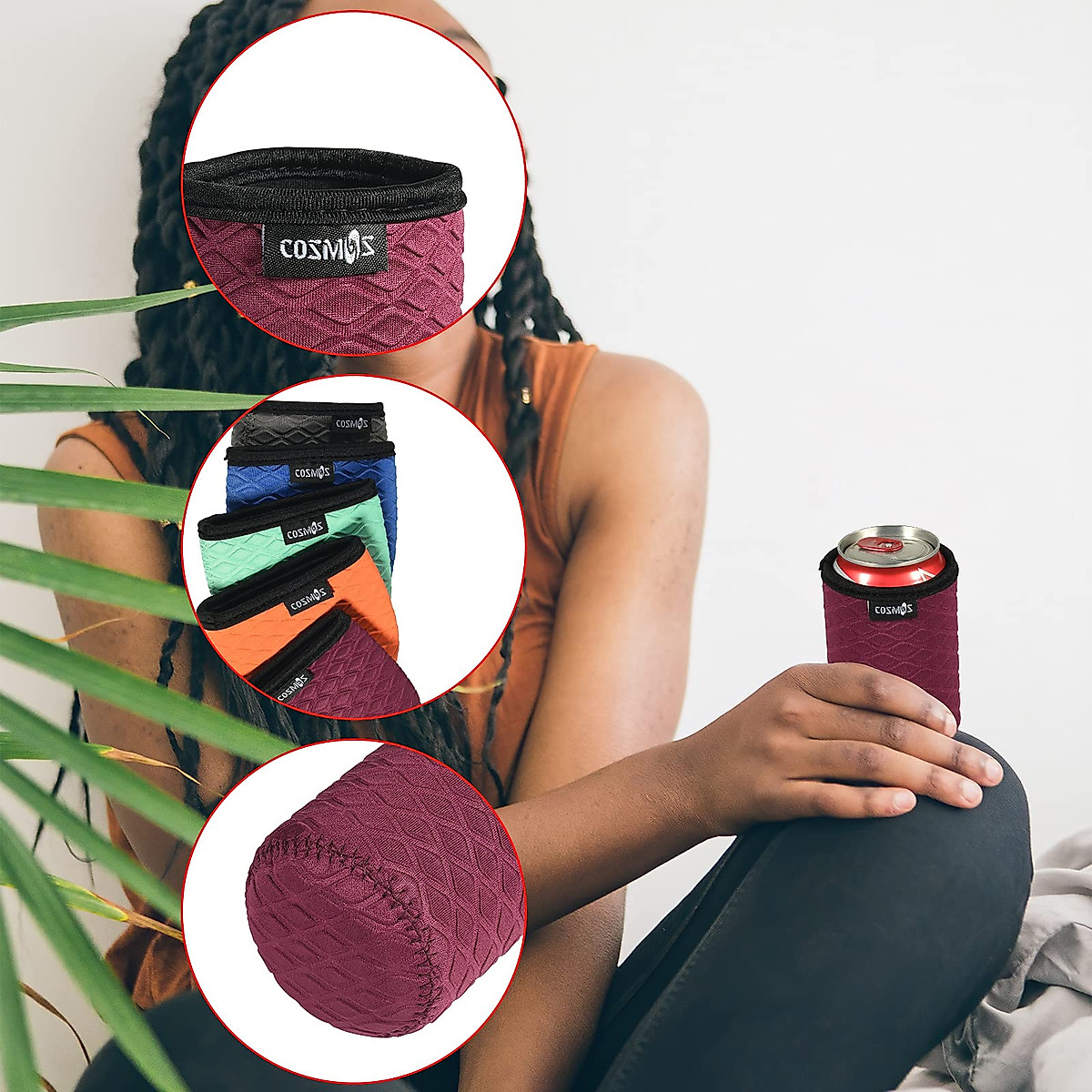 Cosmos Pack of 5 Soft Neoprene 12 OZ Standard Can Cooler Regular Can Insulated Cover for Beer Beverage Drink Can (For 12 oz Standard Can)