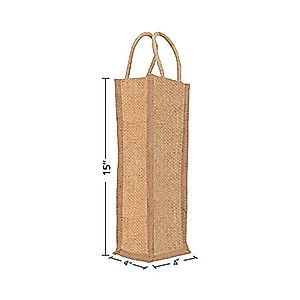 BANNER BUZZ MAKE IT VISIBLE BannerBuzz Jute Wine Bag Made of 100% Biodegradable Jute Material (4” W X 15” H X 4” B, Natural Brown Color)