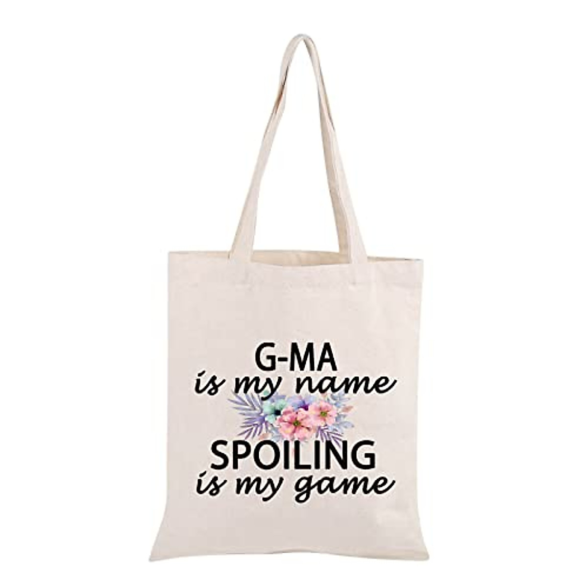 PWHAOO G-ma Grandma Gift G-ma Is My Name Spoiling Is My Game Tote Bag Canvas Best G-ma Ever Shopping Bag (spoiling G-ma Tote)