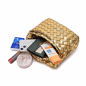 EvaLuLu Genuine Leather Women Handbag FursTote Bag (Gold/Leather)