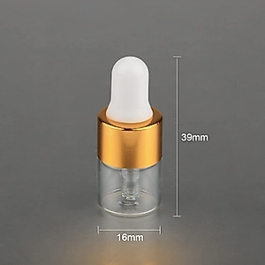 Wresty 50 Pcs Clear Glass Dropper Vails 1ml Mini Essential Oils Sample Dropper Bottles For Traveling Essential Oils Perfume Cosmetic Liquid,With 2 pcs dropper