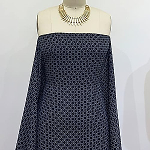 Texco Inc Wool Dobby Geometric Pattern/100% Poly No Stretch Geo Prints Woven Decoration Apparel Home/DIY Fabric, Black Offwhite 1 Yard