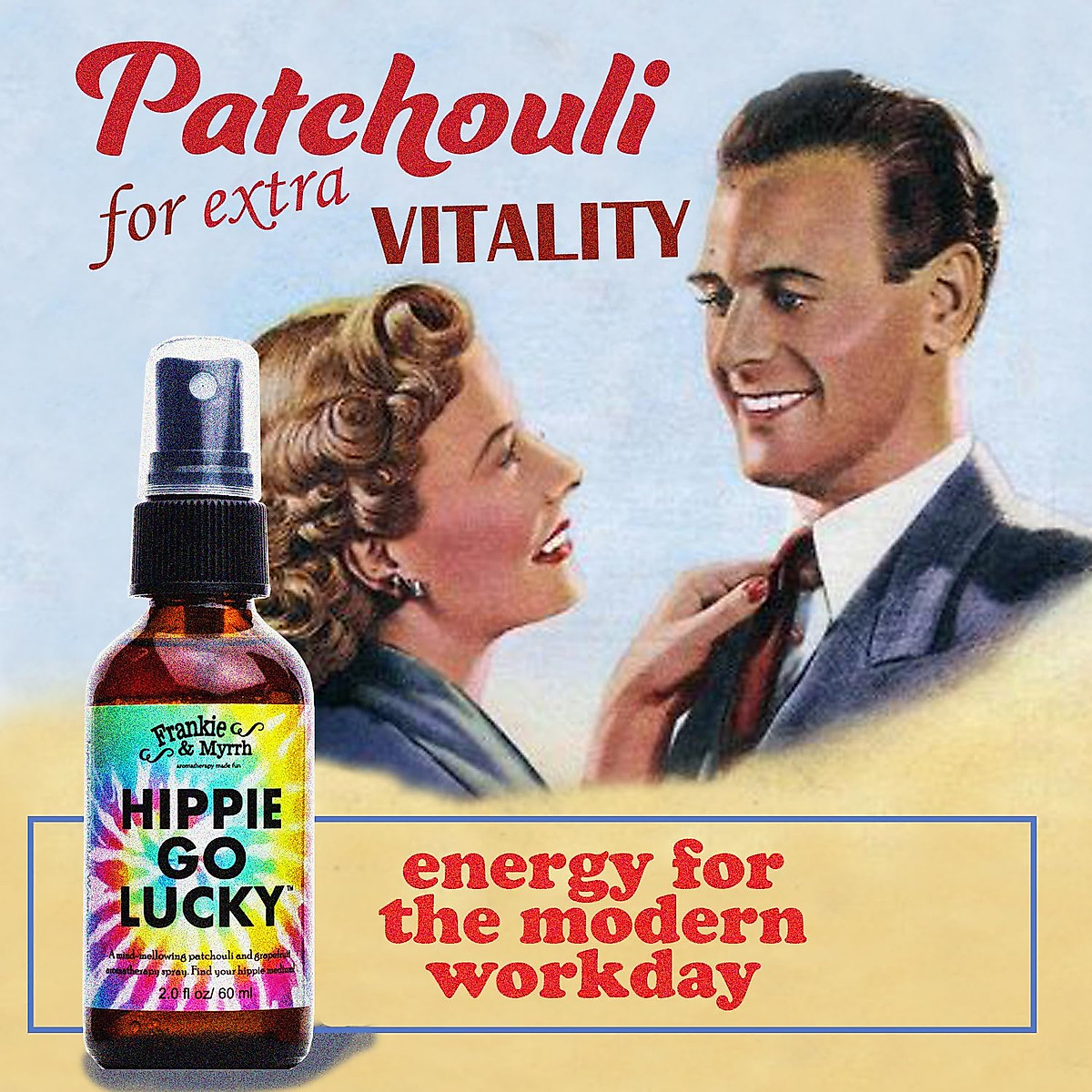 Frankie & Myrrh Hippie Go Lucky 2 Pack | Patchouli Roll-on & Spray | Natural Aromatherapy Combo for Relaxation & Positivity