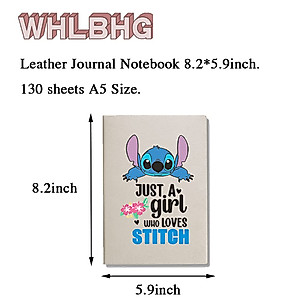 Stitch Gifts Ohana Gift Stitch Lined Leather Journal Notebook Just A Girl Who Loves Stitch A5 Size Writing Notebook Funny Movie Fans Gift Ohana Notebook (Just a girl love stitch)