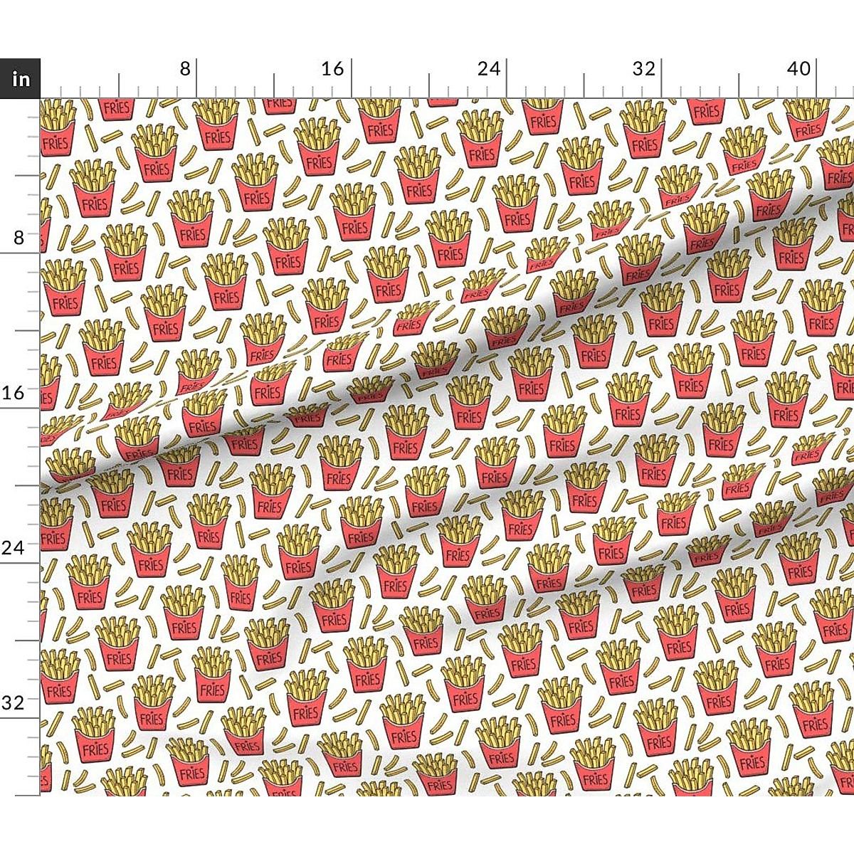Spoonflower Fabric - French Fries Food Red White Autumn Fall Spring Summer Pop Art Dinner Printed on Petal Signature Cotton Fabric Fat Quarter - Sewing Quilting Apparel Crafts Decor