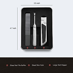 FIXBODY Toenail Clippers for Thick Nails, Ultra Wide Jaw Opening Nail Clippers Set with Nail File, Toenail Clippers for Seniors Thick Toenails, Fingernail Clipper for Men and Women, with Black Handle