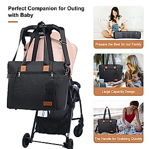 LOVEVOOK Diaper Bag Tote, Large Baby Tote Bag, Travel Diaper Tote for Mom and Dad with Changing Pad and First Aid Bag, Dark Gray