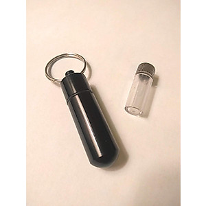 LDS Oil Vial Keychain – Aluminum Anointing Oil Container with Rubber Seal – Small Essential Oil Holder for Elders or Sons (1 Pack, Black)