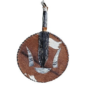 African Round Leather Fan Handmade/Igbo Amaka Hand Fan/Authentic Nigerian Animal Skin Fan/Wedding fan.
