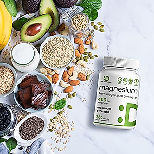 Magnesium Glycinate 400mg | Elemental Magnesium - 300 Capsules | Chelated for Easy Absorption | Highly Purified Essential Trace Mineral for Muscle, Joint, Heart, & Immune Support