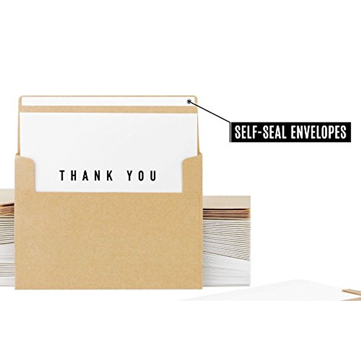 Verbaa 100 Premium Paper Thank You Cards With Self-Seal Envelopes - 2 Designs of Elegant Modern Thank You Cards For Any Occasion - Wedding, Engagement, Funeral, Graduation, Business (100-pack)