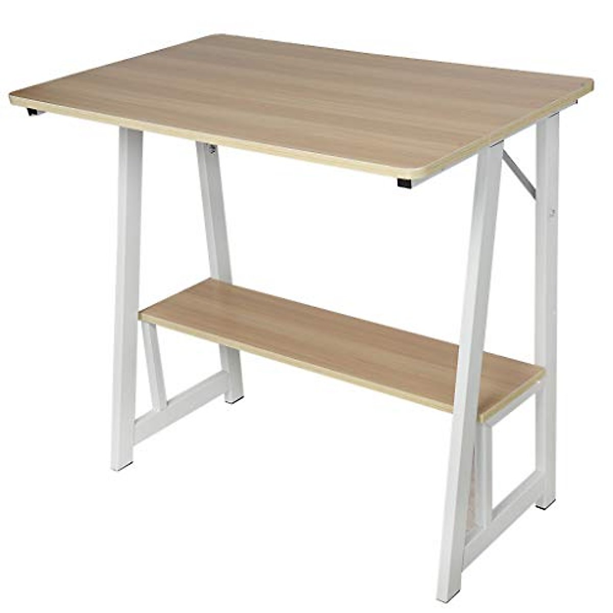ZHOU2# Desktop Computer Desk with Storage Rack, Home Office Study Writing Table Computer Gaming Table Bedroom Laptop Study Table, Student Bookcase Study Reading Writing Desk PC Laptop Table (Yellow)