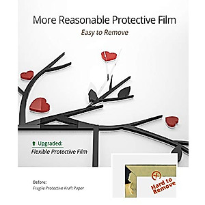 DecorSmart Love Family Tree Wall Decor Picture Frame Collage Removable 3D DIY Acrylic Wall Stickers for Living Room with Red Heart and Quote Family Like Branches on a Tree