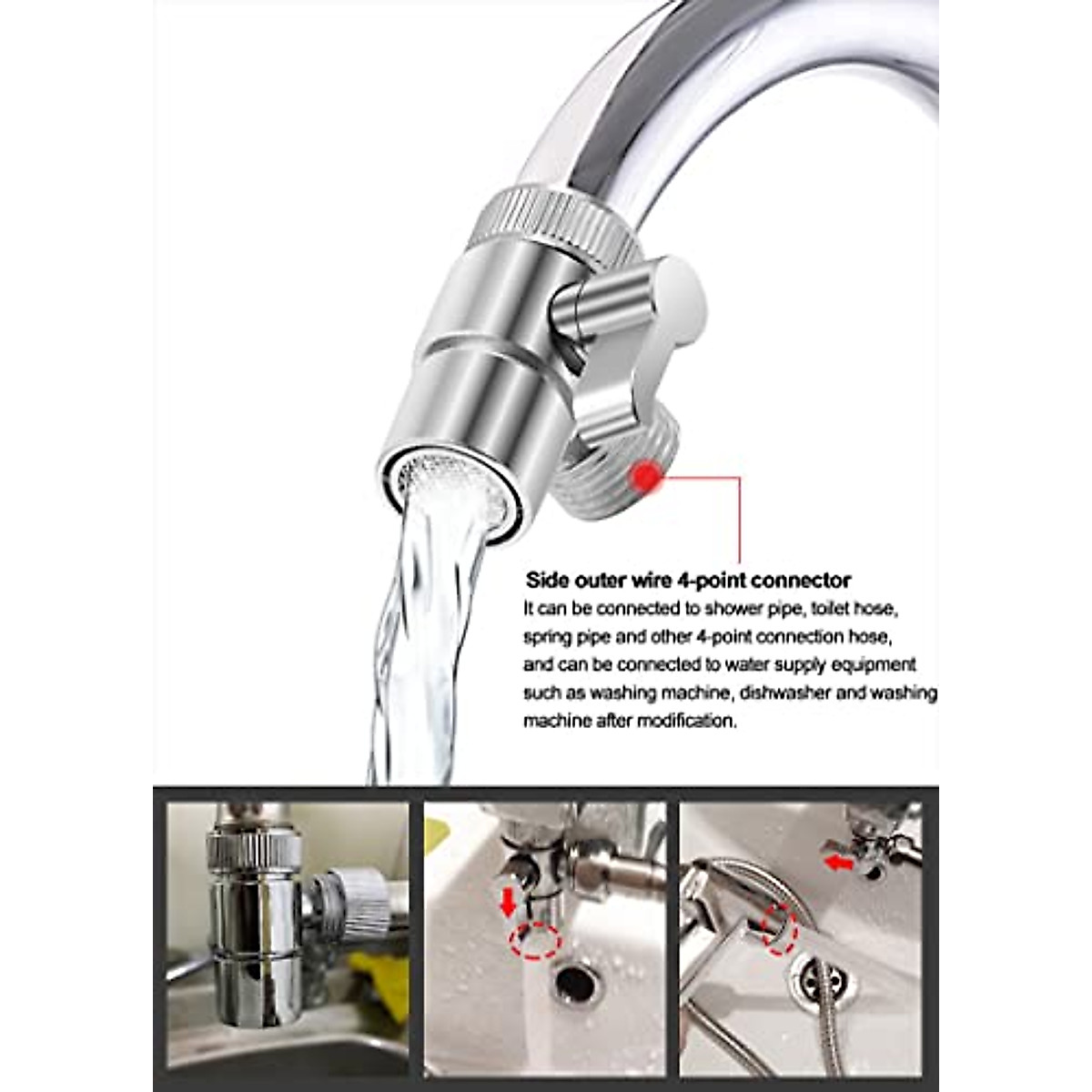 Polished Chrome Brass Sink Valve Diverter Faucet Splitter for Kitchen,Handheld Showerhead or Bathroom Sink Faucet Replacement Part Faucet to Hose Adapter Splitter Part M22 X M24