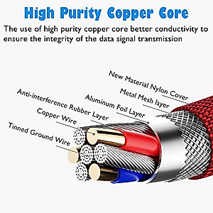 2 Pack 10ft Charging Charger Cable for PS4 Controller, Nylon Braided USB Charge Cable Data Sync Cord with Customized Connector for Sony Playstation 4/ PS4 Slim/ PS4 Pro Controllers (ONLY Fit PS4)