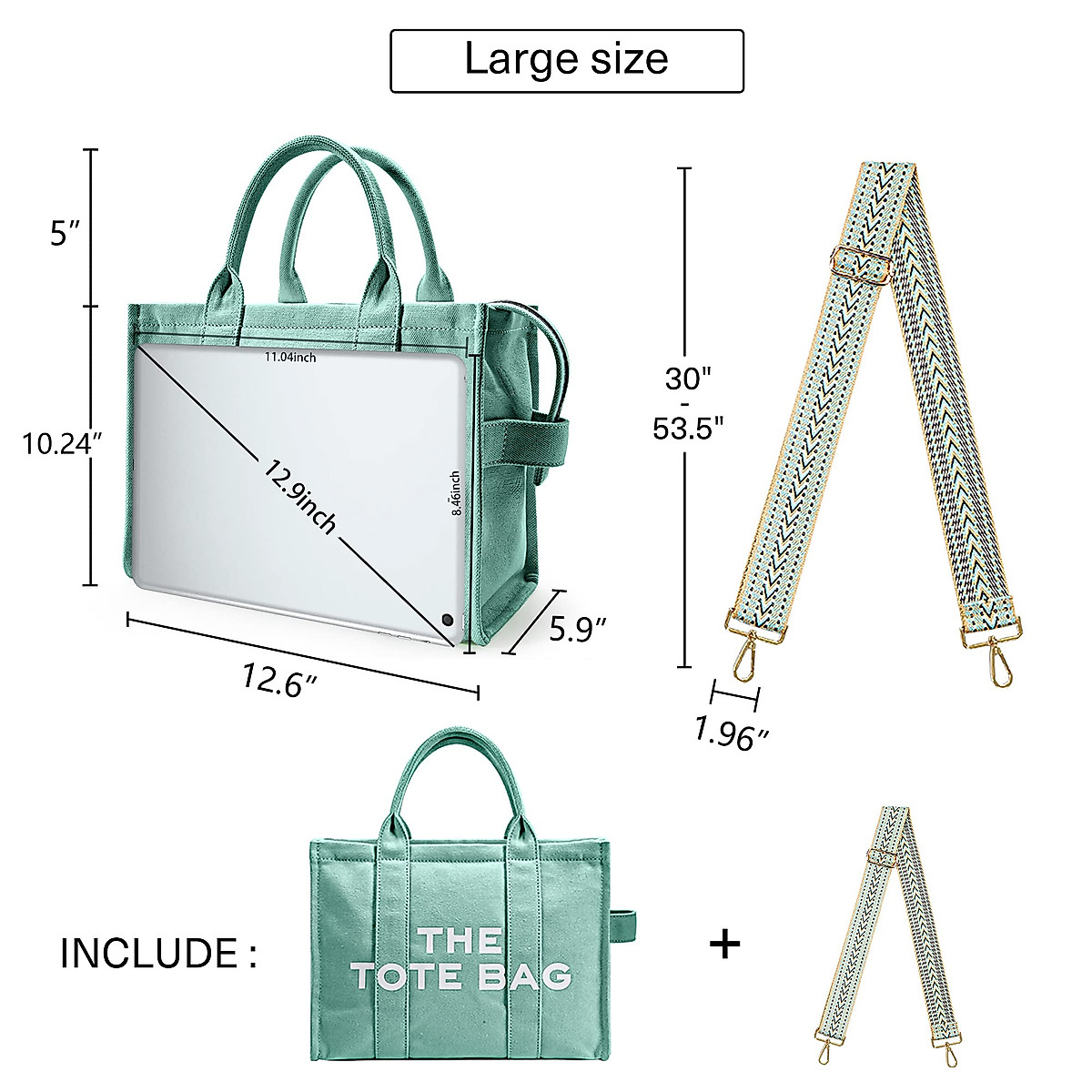 Fancy Forest The Tote Bag for Women tote purse with Zipper, Faux Leather/Canvas tote bags Shoulder Bag Crossbody Handbag