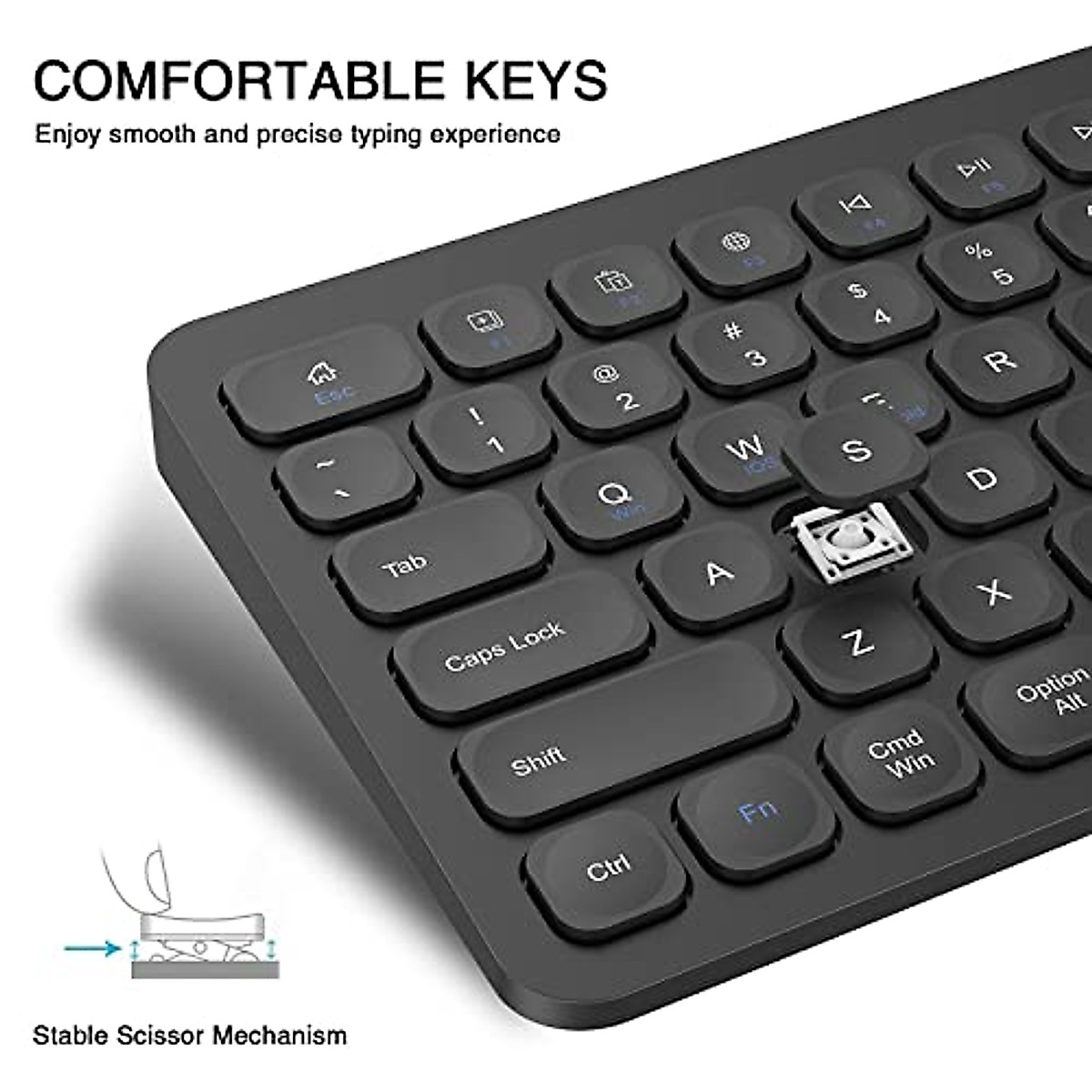 PINKCAT Bluetooth Keyboard, Multi-Device Wireless Keyboard Compatible with Laptop/PC/Notebook/MacBook/Computer, Ultra-Thin Sleek Design for iPhone/iPad/iPad Mini/iPad Pro/iPad Air/Smart TV - (Black)
