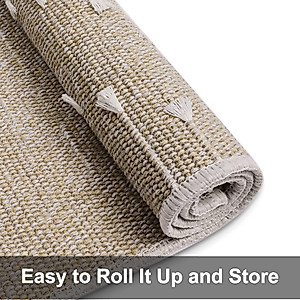 LIVEBOX Boho Rug for Bedroom, 3' x 5' Khaki Farmhouse Washable Area Rug for Kitchen,Moroccan Cotton Carpet Indoor Throw Rug Doormat for Laundry Room Hallway Entryway