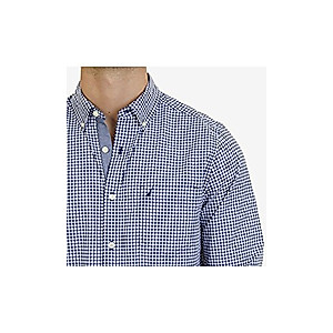 Nautica Men Classic Fit Stretch Solid Long Sleeve Button Down Shirt, Indigo, X-Large