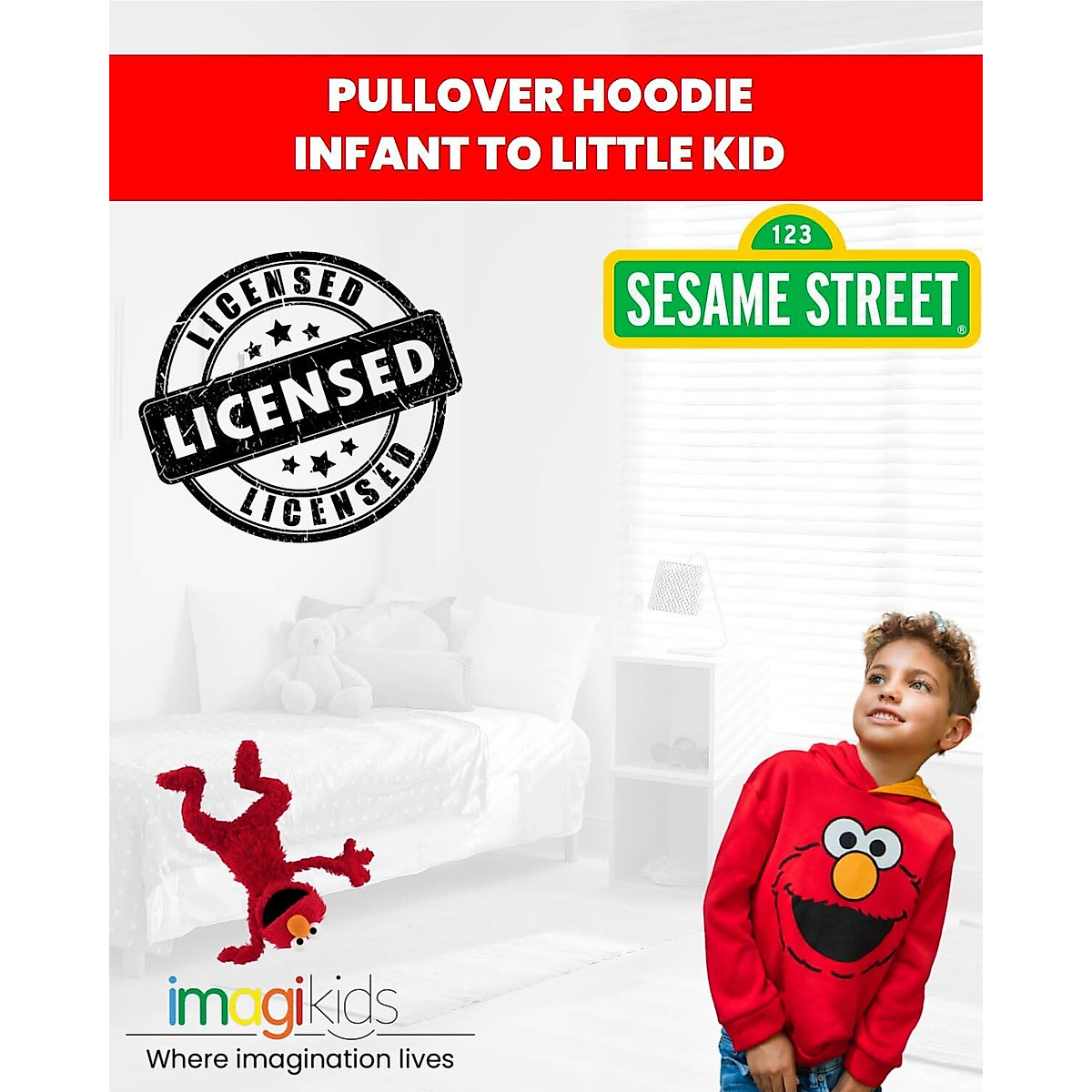 Sesame Street Elmo Infant Baby Boys Fleece Pullover Hoodie 24 Months