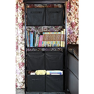 6 Pack - SimpleHouseware Foldable Cube Storage Bin, Black