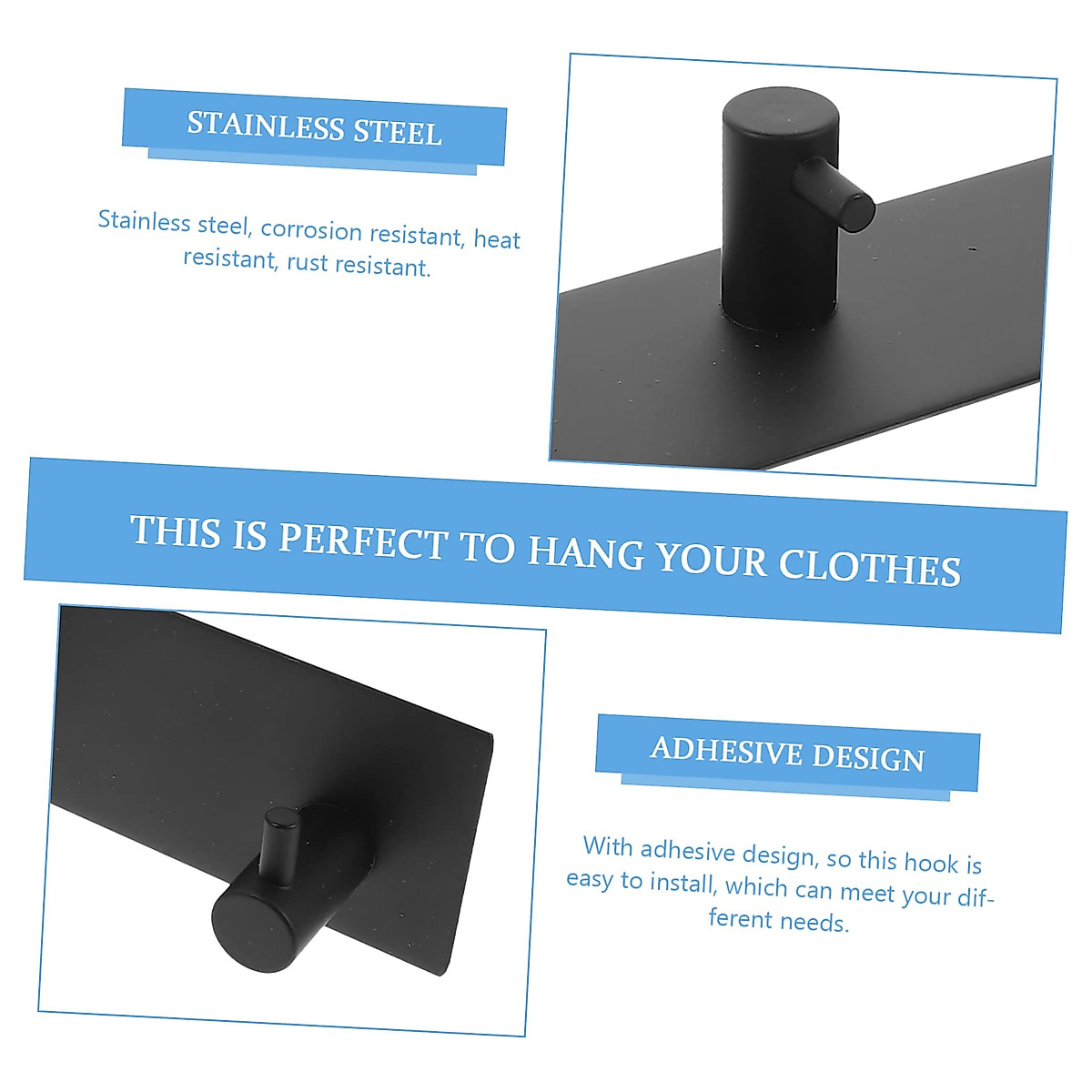 STOBAZA 3pcs Coat Hook Heavy Duty Wall Hook Metal Hook Stainless Steel Hooks Wall Clothes Mounted entryway hat Hook Wall Towel Hanger Door Hooks for Hanging No Punching Coat Rack