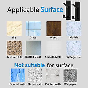 chengcan Self Adhesive Wall Hook Can Withstand 20 LB of Adhesive Carbon Steel Space Aluminum Hook Used for Coat Hooks Bathroom Towel Hanging Door Kitchen Storage Hook (Black 2 Pack)