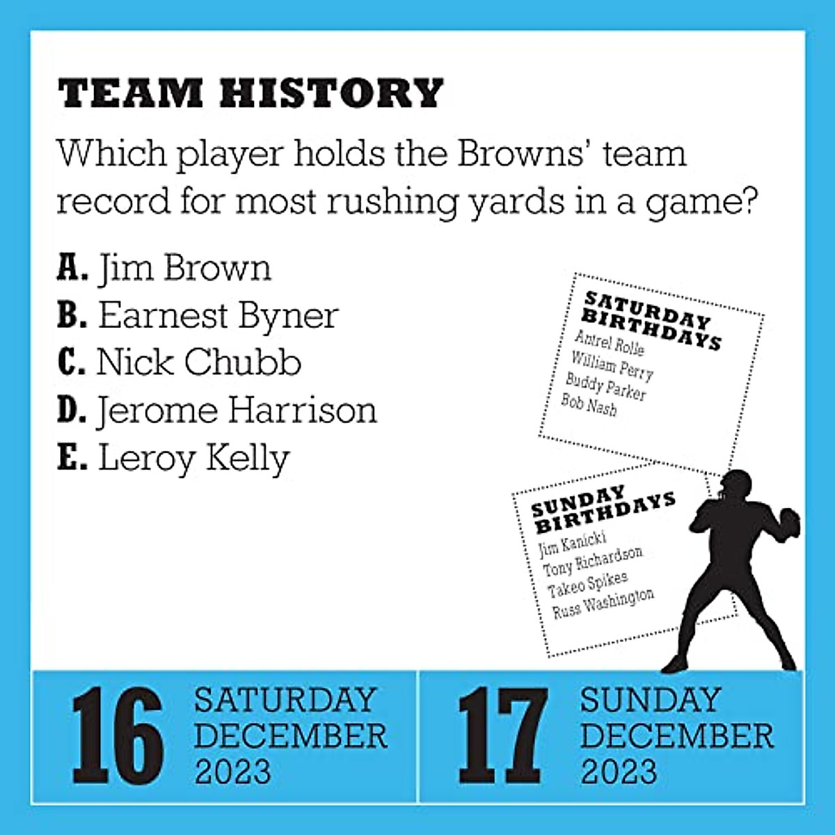 A Year of Football Trivia! Page-A-Day Calendar 2023: League Leader, Famous Firsts, Immortal Records & Dubious Distinctions