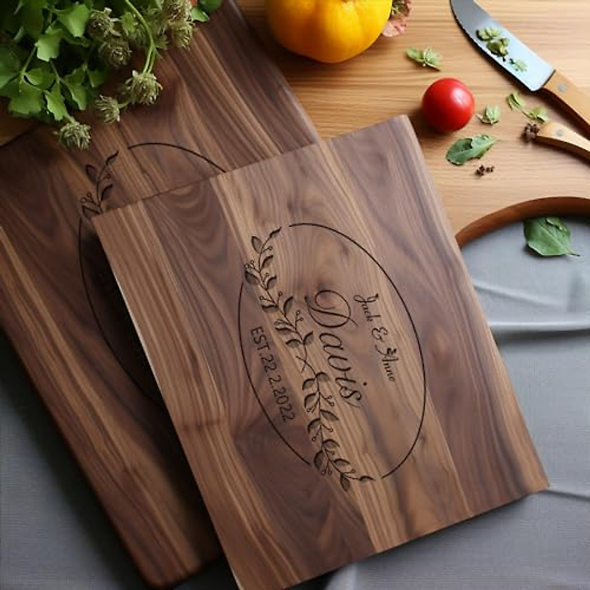 Personalized Custom Cutting Board, Maple/Walnut Custom Carved Cutting Board, Handmade in the USA, Personalized Gifts, Wedding, Birthday, Christmas, Anniversary or Bridal Shower Gifts(Style 1)