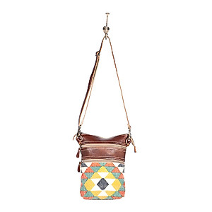 Myra Bags Awesome Twosome Canvas, leather & Rug Crossbody Bag S-1910