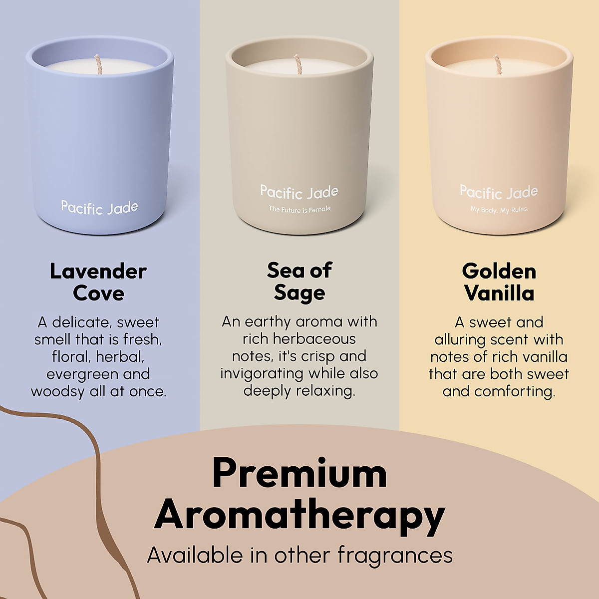 PACIFIC JADE Hand Poured 100% Natural Soy Candle 11oz - Luxury Fragrance in Matte Glass for Home or Gift - Premium Cotton Wick for 60 Hours Burn Time - Woman-Founded Brand (Golden Vanilla)