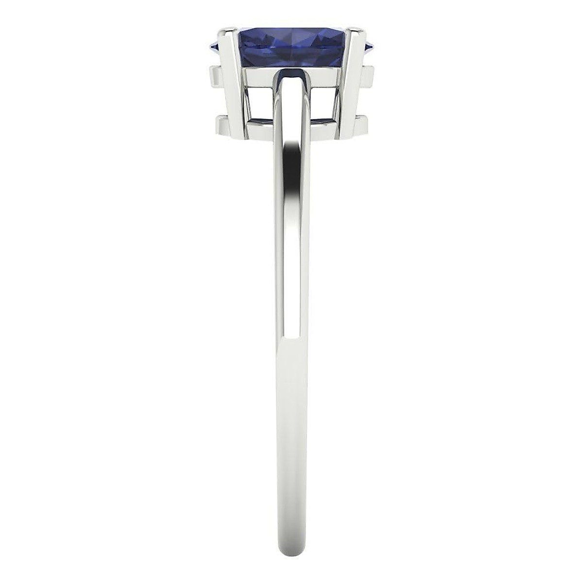 Clara Pucci 1.0 ct Oval Cut Solitaire Simulated Blue Sapphire Engagement Bridal Promise Anniversary Ring 18K White Gold Size 7.25