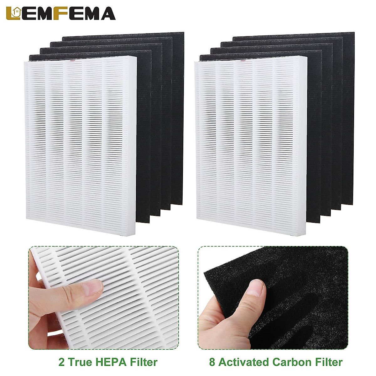 C545 HEPA S Compatible with Winix C545 Air Purifier, 2 Packs True HEPA and 8 Packs Activated Carbon, Part Number 1712-0096-00