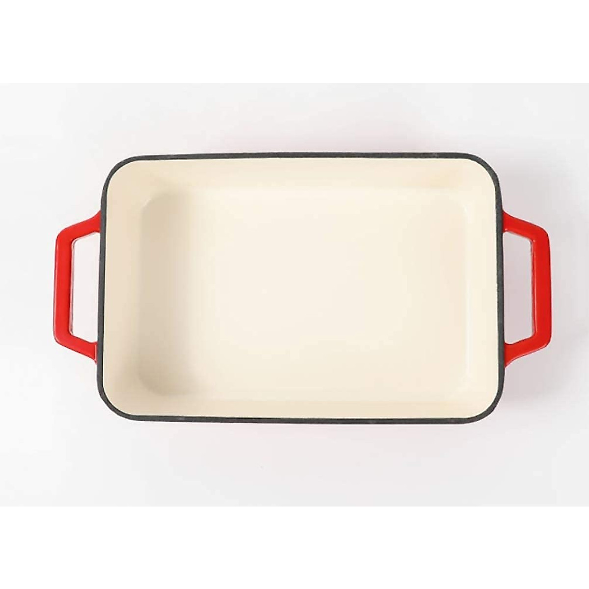 HAWOK Enameled Cast Iron Rectangle Roaster Lasagna/Roasting Pan Red……