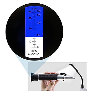 HunterBee Spirit Alcohol Content Meter Measure/Wine Grape Check Refractometer/Liquor Homemade Brewing Level Check Tester/ 0 to 80% V/V Resolution with 1 Percentage Scale Hydrometer (refractometers-1)