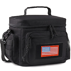 ATRIPACK Lunch Box for Men, Tactical Lunch Bag MOLLE Webbing Leakproof Insulated Large Lunch Cooler Women Adult Meal with Adjustable Shoulder Strap Durable Lunch Pail(Black)