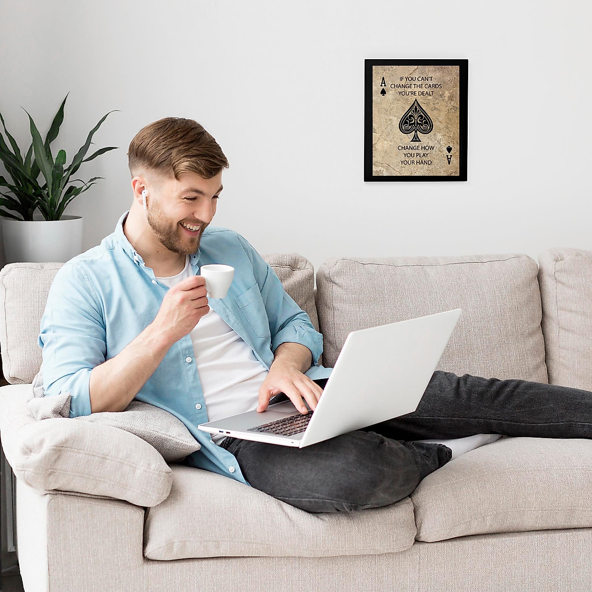 Can't Change Hand - Motivational Wall Art Print, Inspiring Playing Card Picture Print, Motivational Wall Decor for Living Room Decor, Home Decor, Office, Great Gift For Loved Ones, Unframed 8 x10