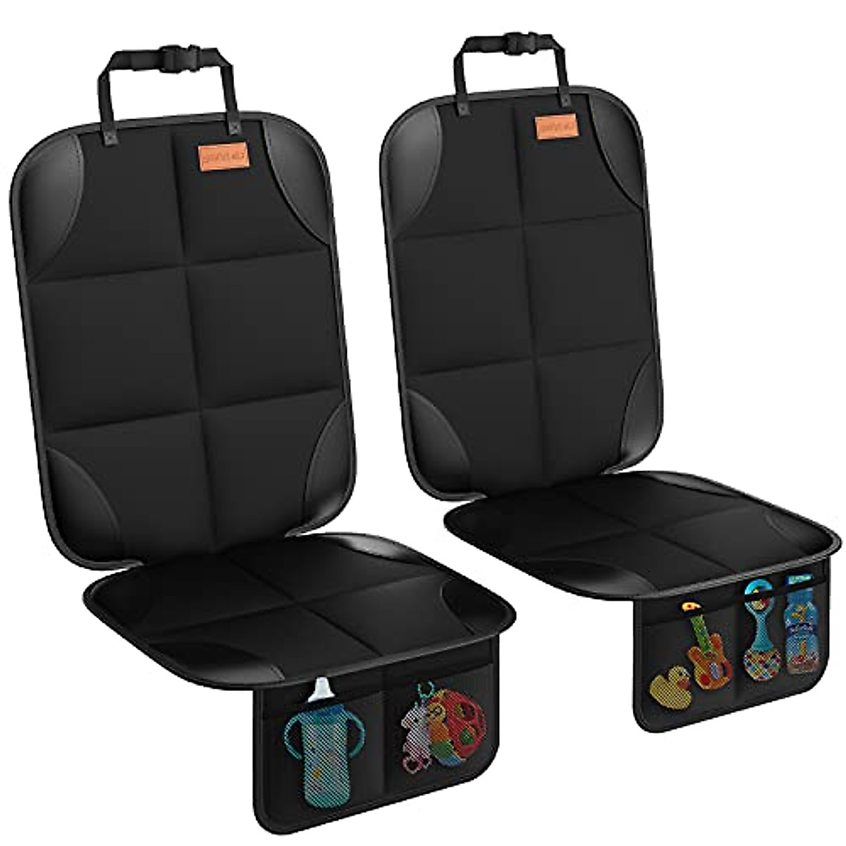 SMART ELF Car Seat Protector, 2Pack Seat Protector Protect Child Seats with Thickest Padding and Non-Slip Backing Mesh Pockets for Baby and Pet…