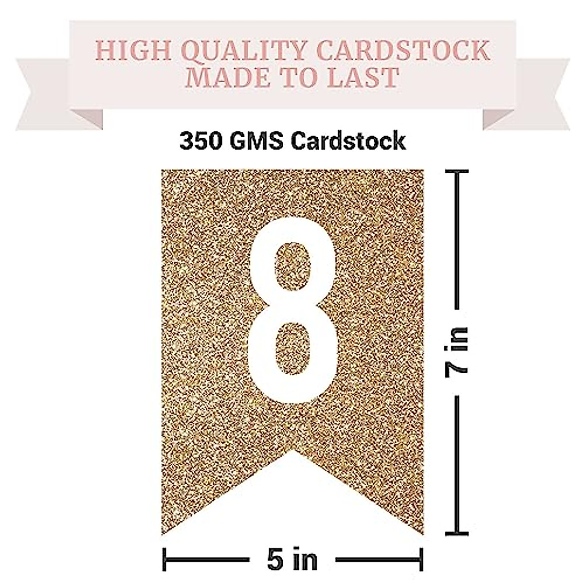 Pre-Strung Happy 80th Birthday Banner - NO DIY - Gold Glitter 80th Birthday Party Banner For Men & Women - Pre-Strung Garland on 6 ft Strands - Gold Birthday Party Decorations & Decor. Did we mention