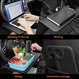 EconoEss Car Steering Wheel Desk | Food Table for Car | Steering Wheel Tray for Constant Travelers, Fits Most Vehicles Steering Wheels (Black)