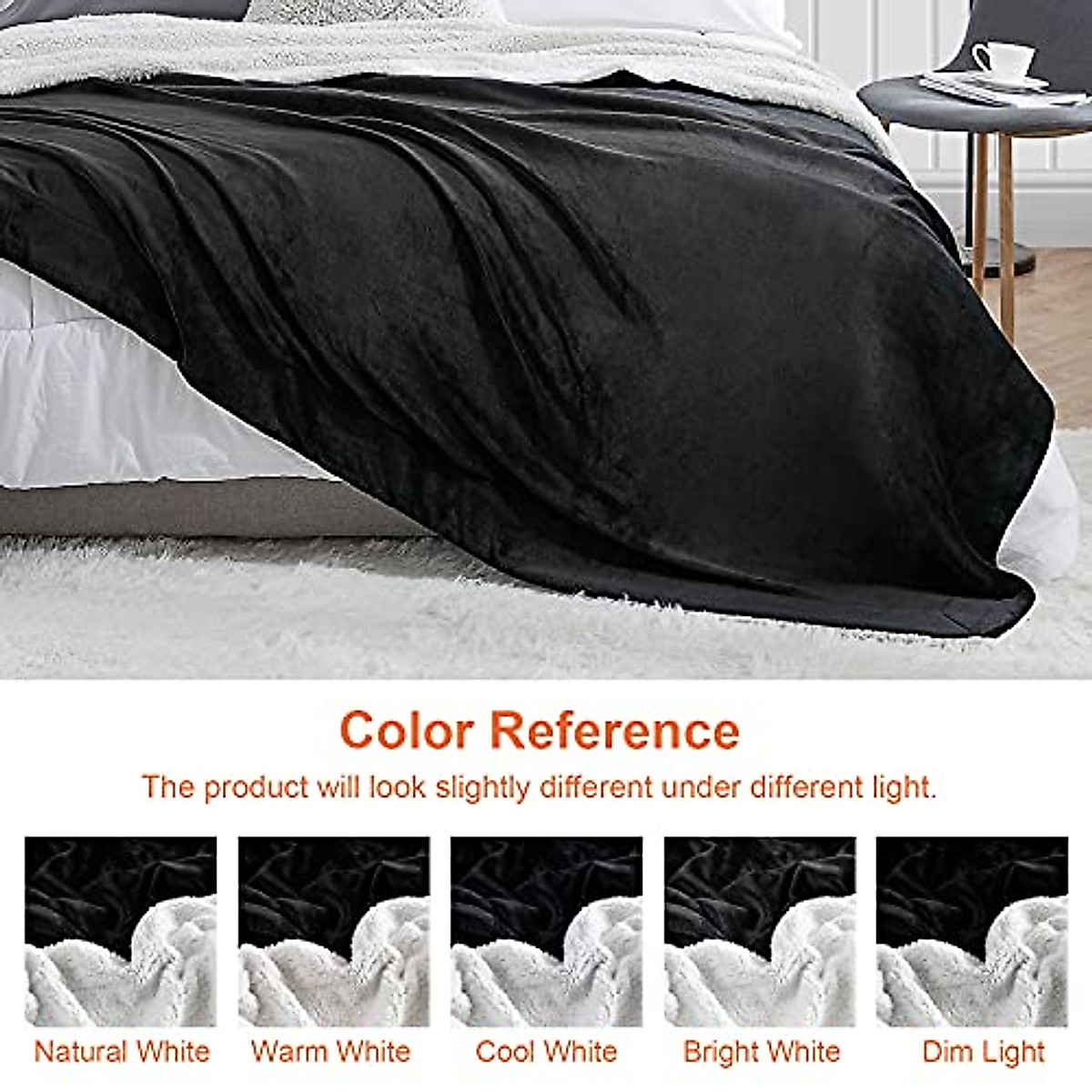 EHEYCIGA Sherpa Blanket Twin Size - Fuzzy Sherpa Fleece Blanket Twin Size Super Soft Plush Blanket, Thick Winter Blanket, Black, 60x80 Inches