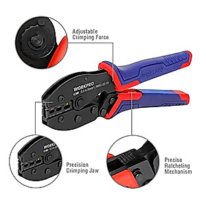 WORKPRO Crimping Tool Kit, Ratcheting Insulated Terminal Crimper for 22 to 10 AWG Wire, Crimping Pliers with 100 Pieces Terminal Connectors