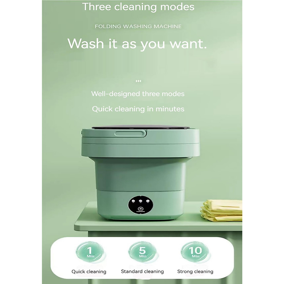 Portable washing machine, 8L large capacity mini washing machine, foldable, three intelligent modes for cleaning underwear and baby clothing, suitable for apartments, dormitories, and travel (Pink)