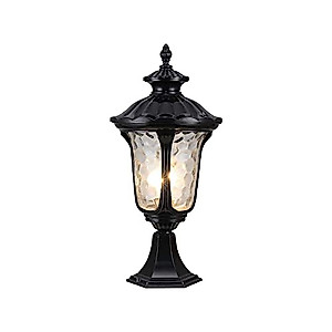 MODEBHD Traditional Victoria Outdoor Glass Column Light European Rainproof Lawn Lamps Vintage IP55 Waterproof Post Lights Garden Street Light Fixture Patio Garden Villa Door Pillar Table Lights