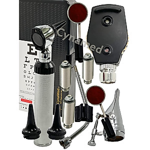 Cynamed New 3.2V Bright White Led Otoscope Set Includes 3 Sizes of reuseable Specula Plus Hard Case Plus 3 Replacement Bulbs Cynamed