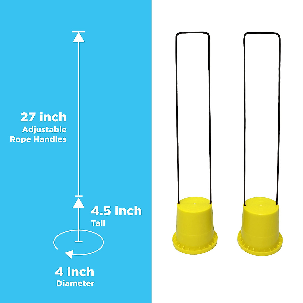 Get Out! Walking Bucket Stilts 2 Pack (Pair) Yellow Stepper Balance Bucket Shoe Stilts Toy, Cup Walkers Can Stomper Cups