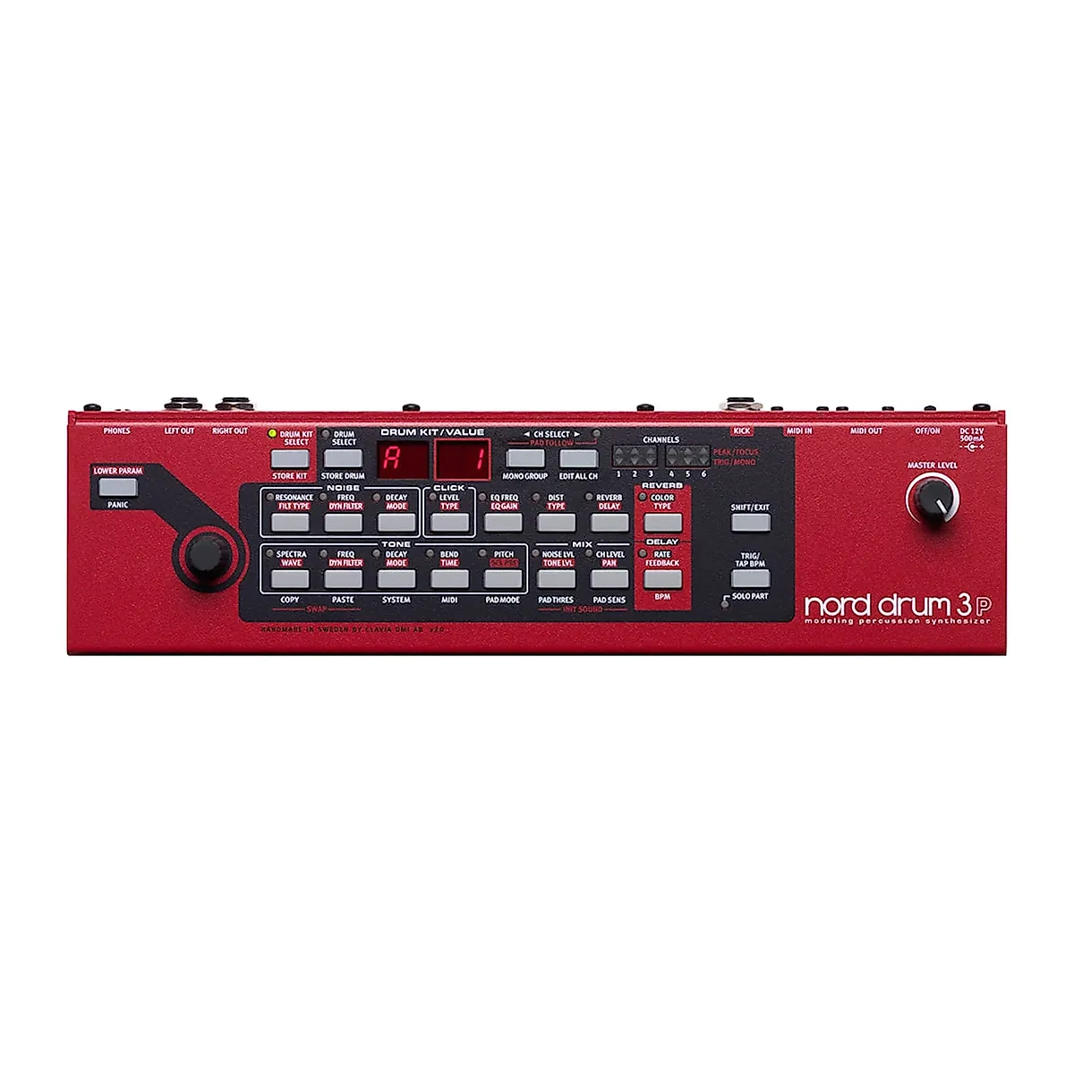 Nord Drum 3P Modeling 6-Channel Percussion Synthesizer Bundle with Closed Back Headphones, 5A Long Life Durable Non-Vibrating Drumsticks, and TS Cables (5 Items)