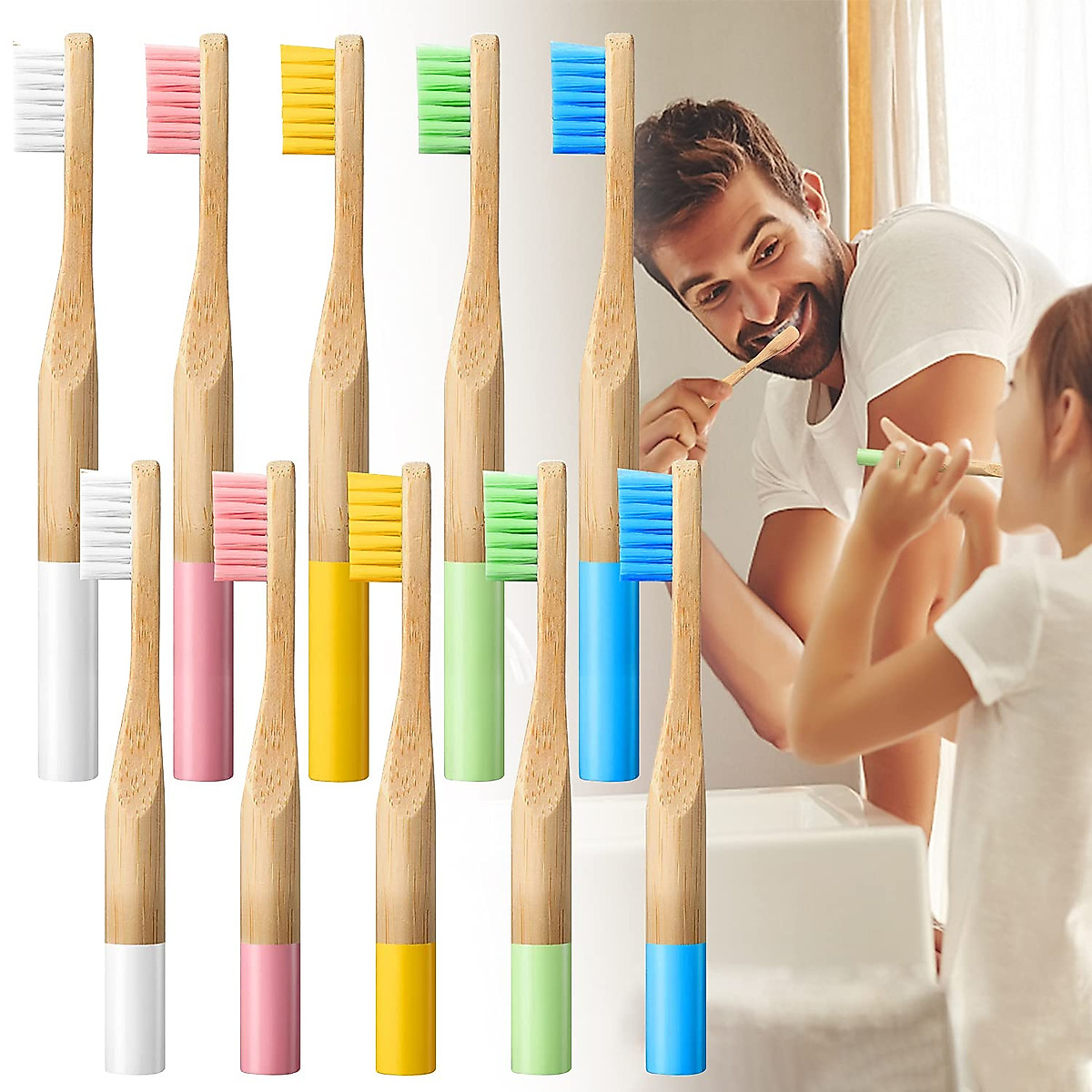 DYKL 10Pack Adult Kids Bamboo Toothbrushes/BPA Free Soft Bristles Toothbrushes | Natural Eco Friendly Biodegradable Charcoal Wood Tooth Brushes, Compostable 100% Organic Charcoal Wooden toothbrushes.